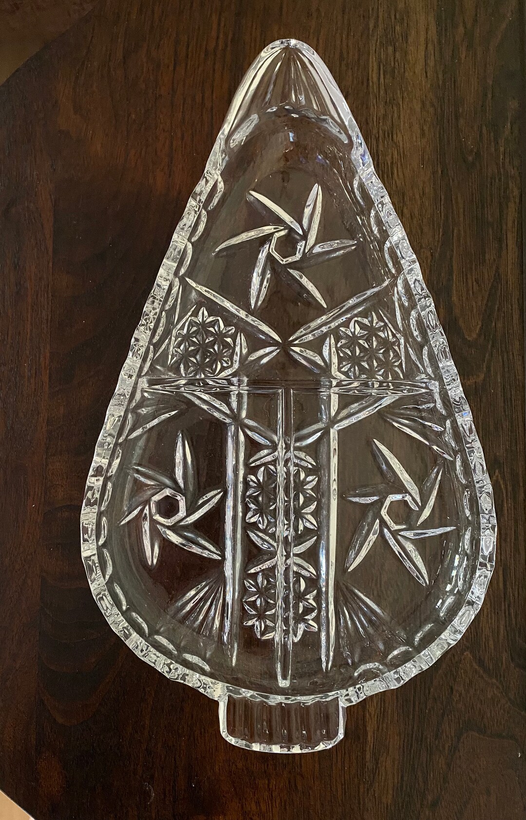 Pressed Cut Glass Pickle Dish - Etsy