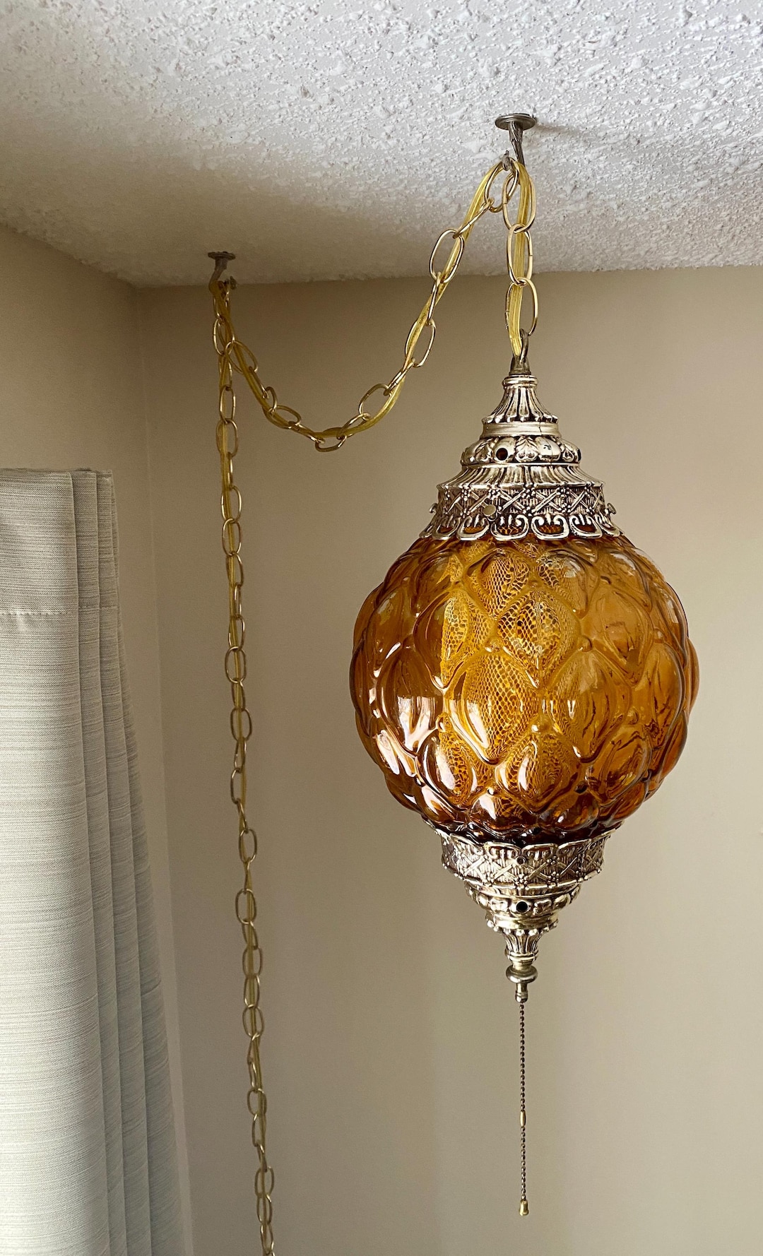MCM Amber Swag Lamp - Etsy