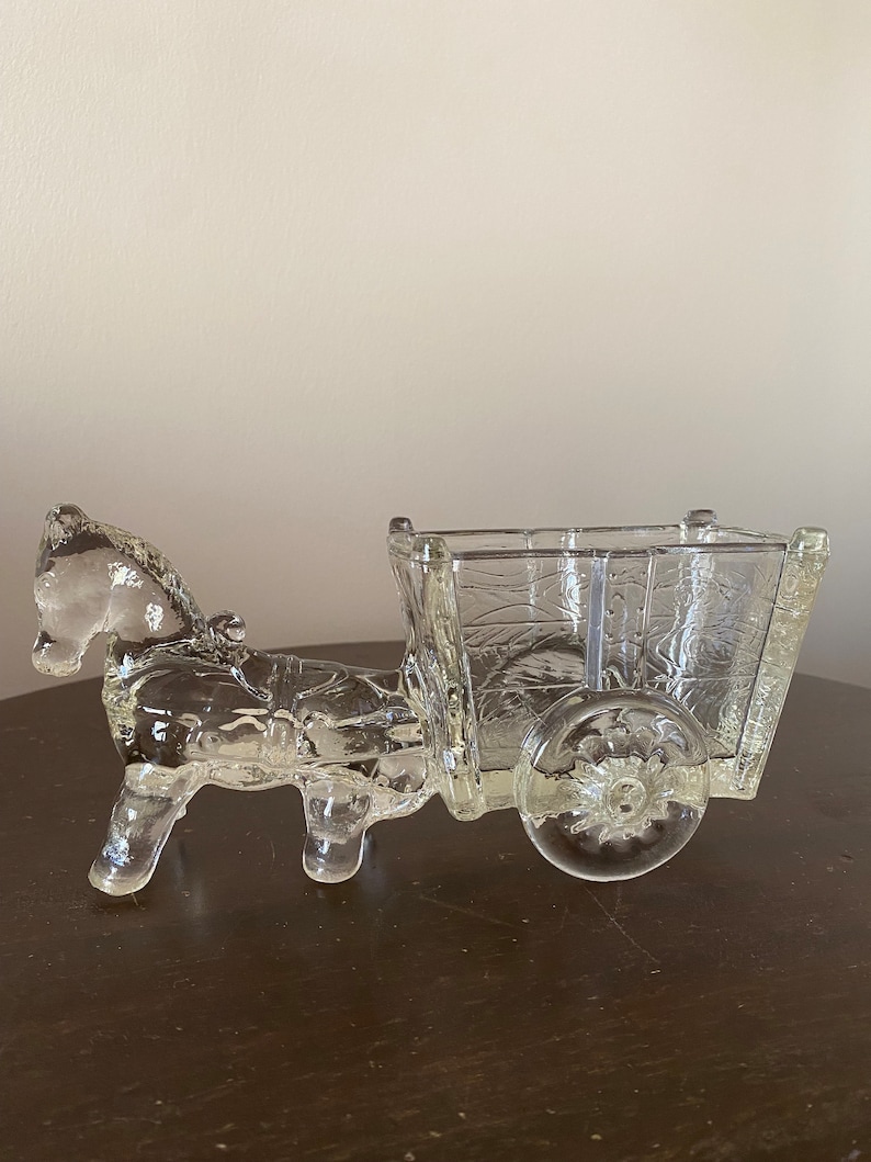 Pressed Glass Donkey and Cart Candy Dish - Etsy