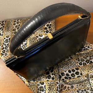 Black Leather Top Handle Purse - Etsy