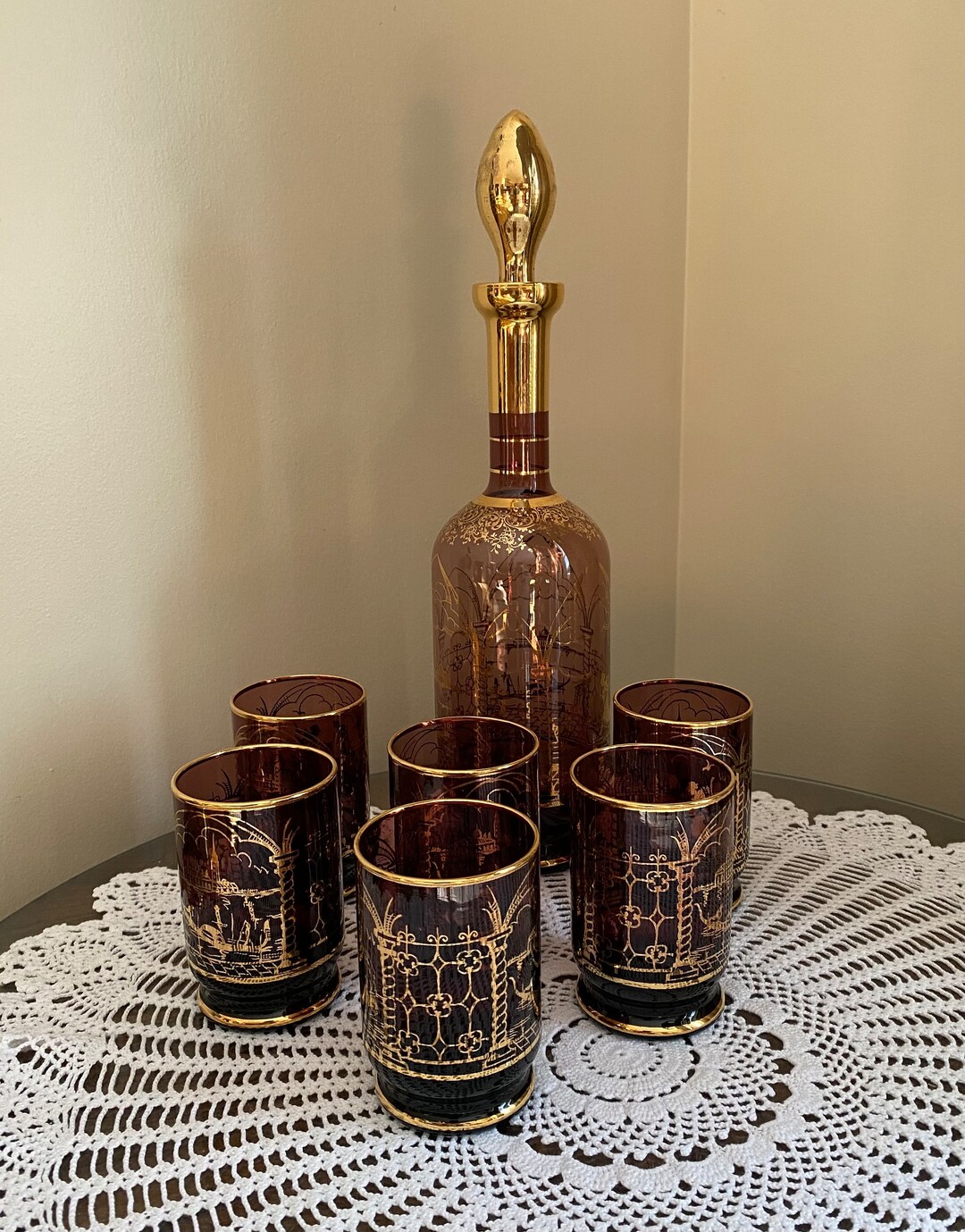 Vintage Italian Decanter Set - Etsy