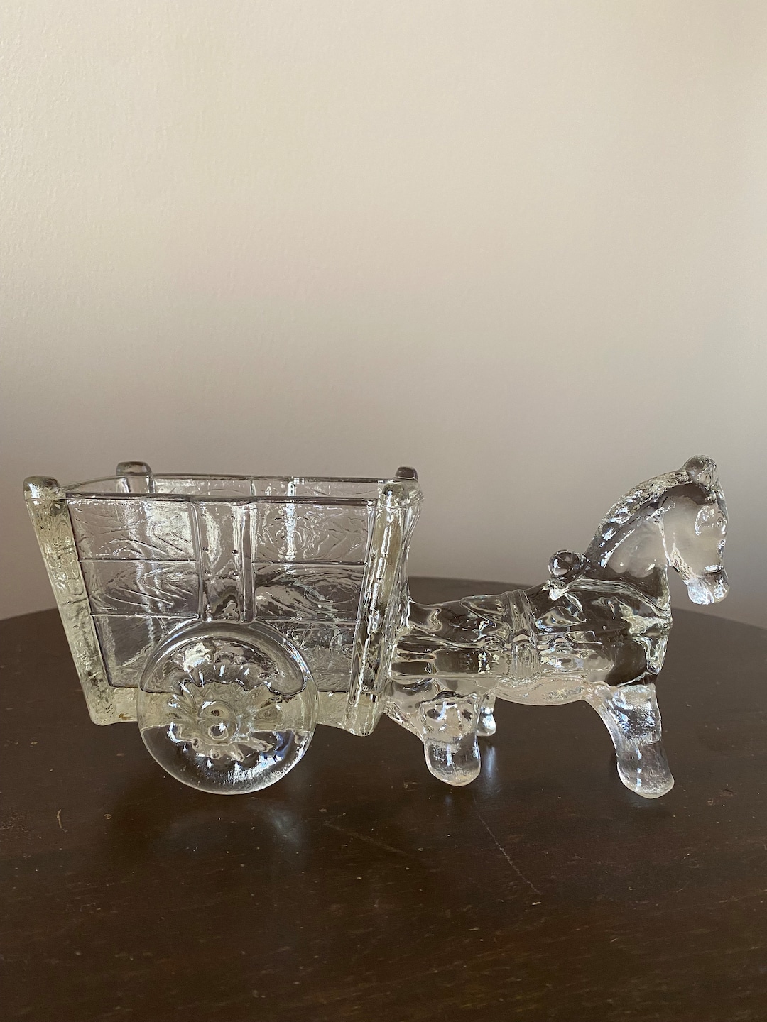 Pressed Glass Donkey and Cart Candy Dish - Etsy