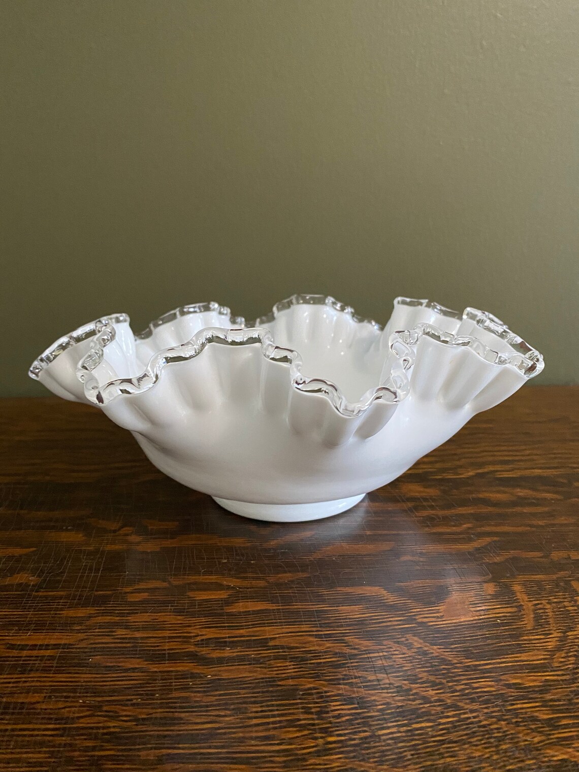 Fenton Ruffled Glass Bowl - Etsy