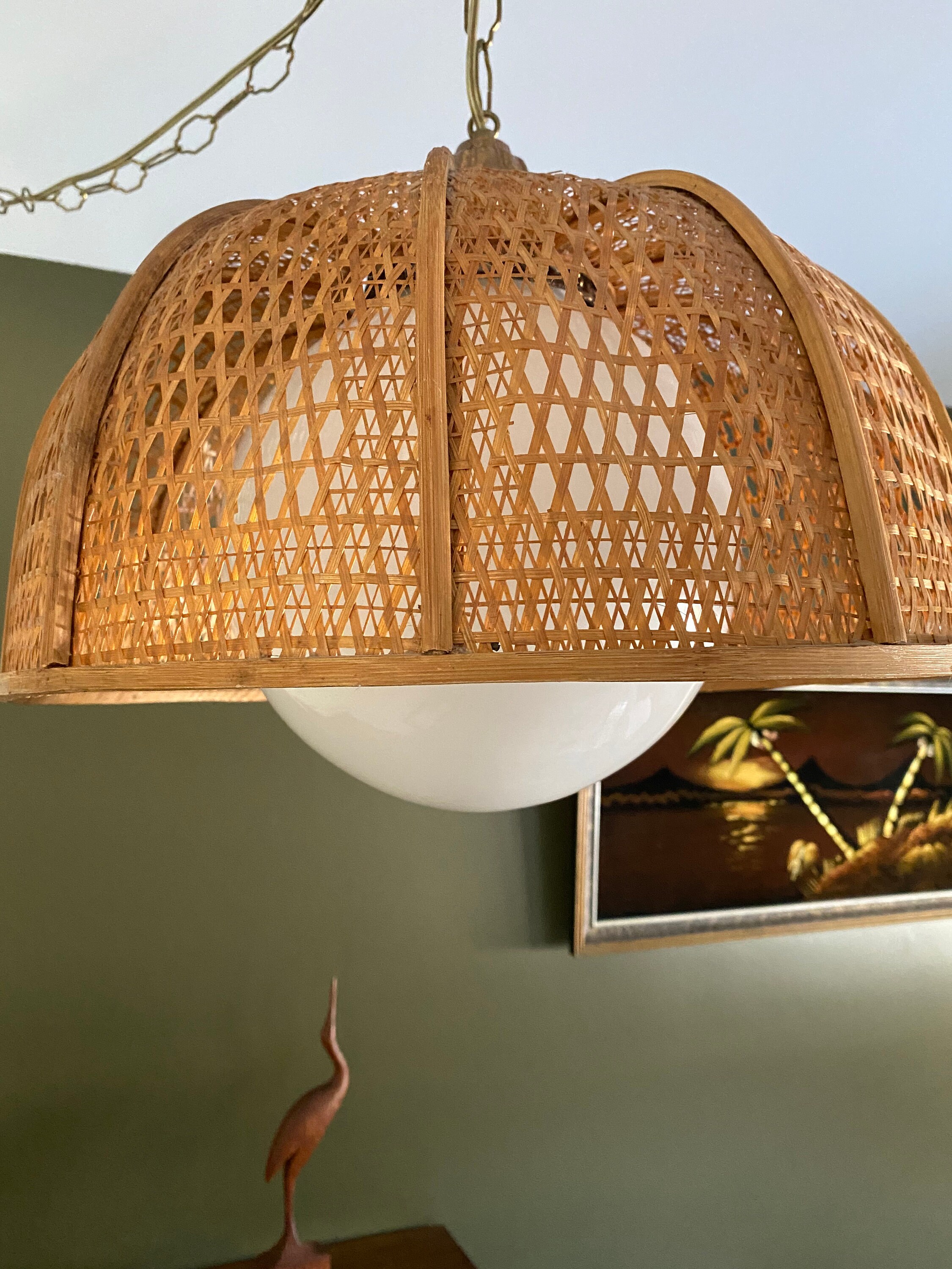 Vintage Swag With Rattan Shade - Etsy