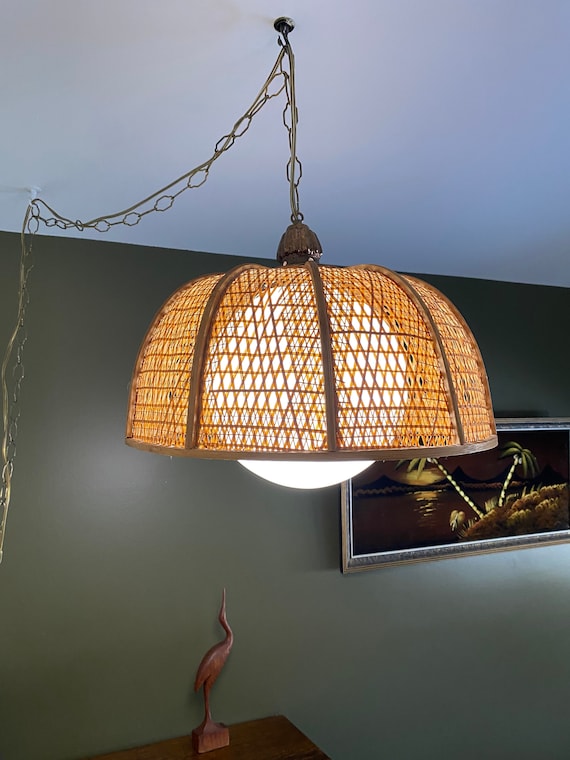 Vintage Swag With Rattan Shade | Etsy
