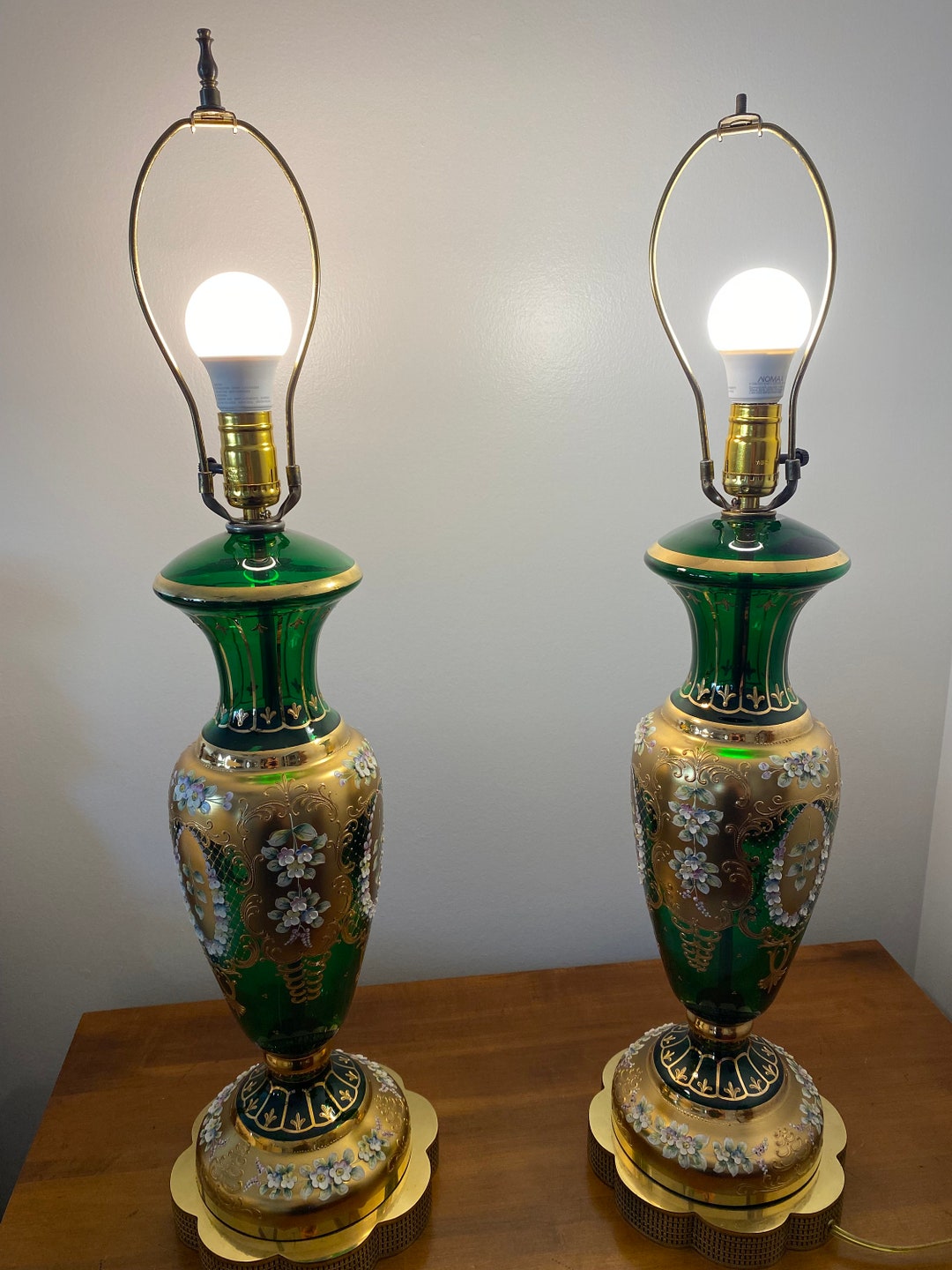 Vintage Bohemian Czech Glass Lamps - Etsy