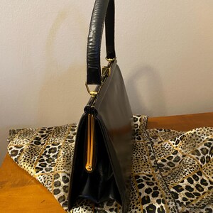 Black Leather Top Handle Purse - Etsy