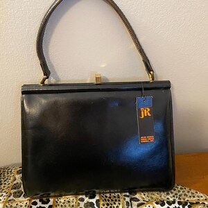 Black Leather Top Handle Purse - Etsy
