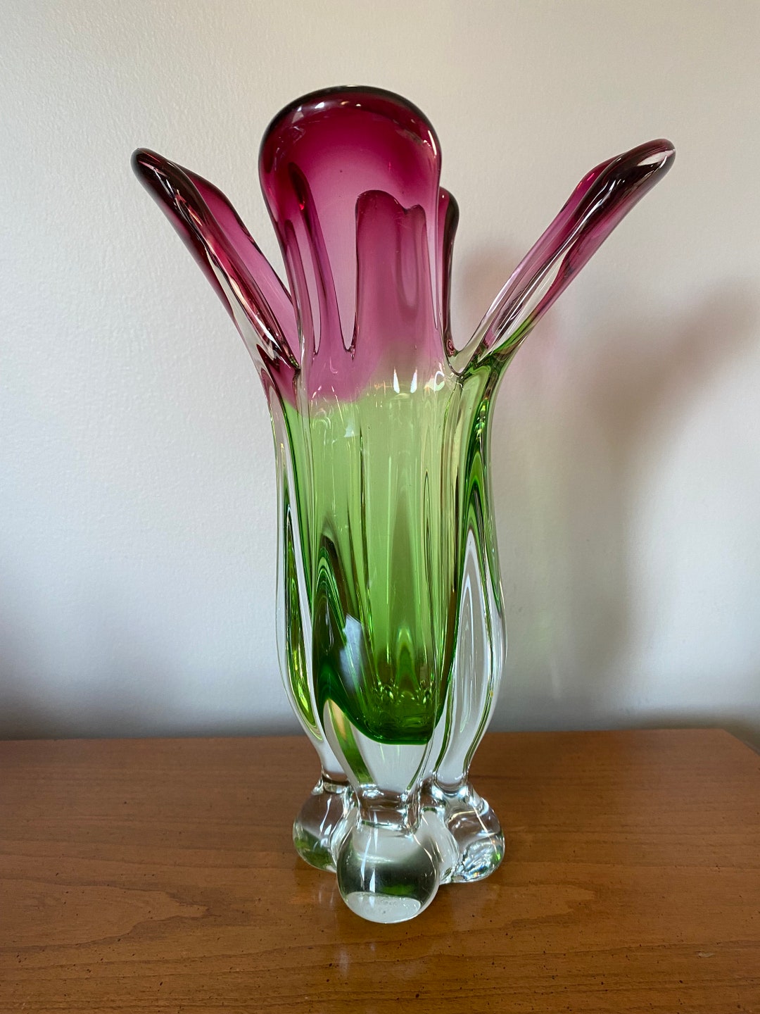 Vintage Blown Glass Vase Etsy