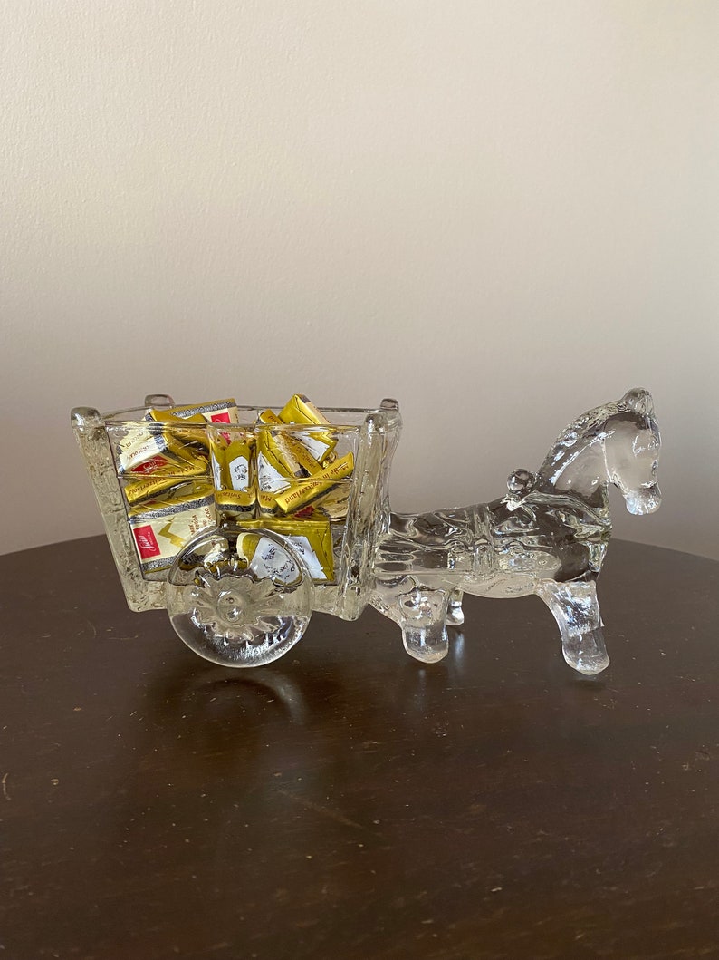 Pressed Glass Donkey and Cart Candy Dish - Etsy
