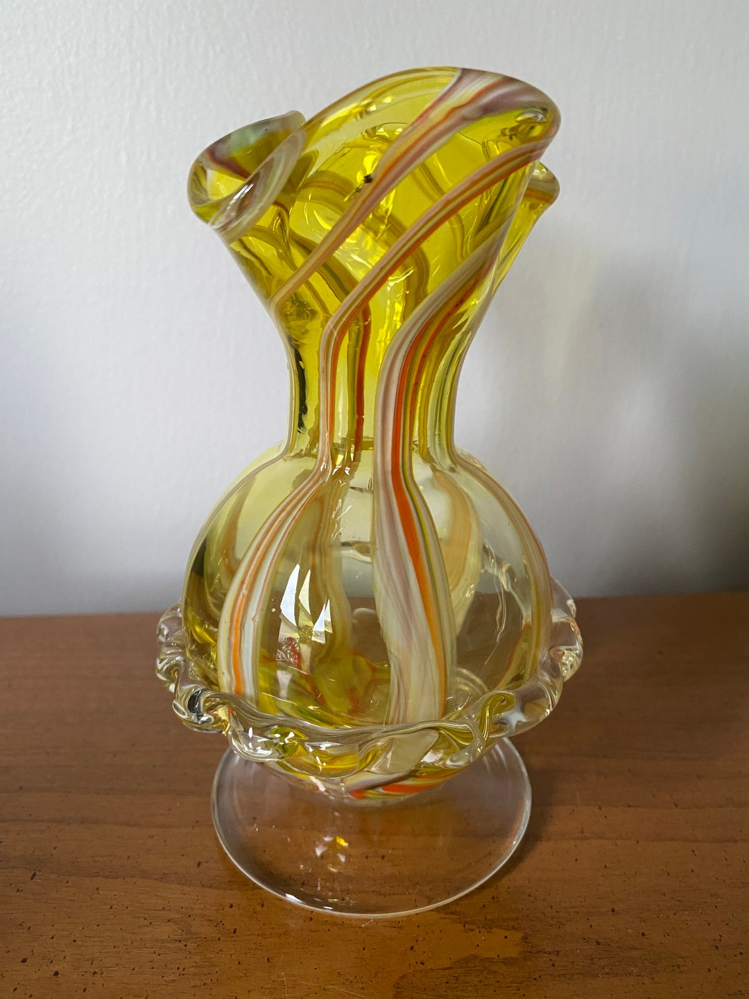Vintage Blown Glass Vase Etsy