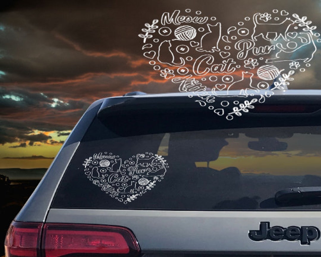 Cat Heart Decal - Etsy