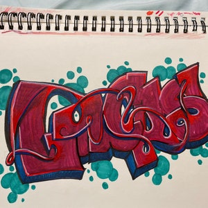 Custom graffiti piece sketch 9x12 | Etsy