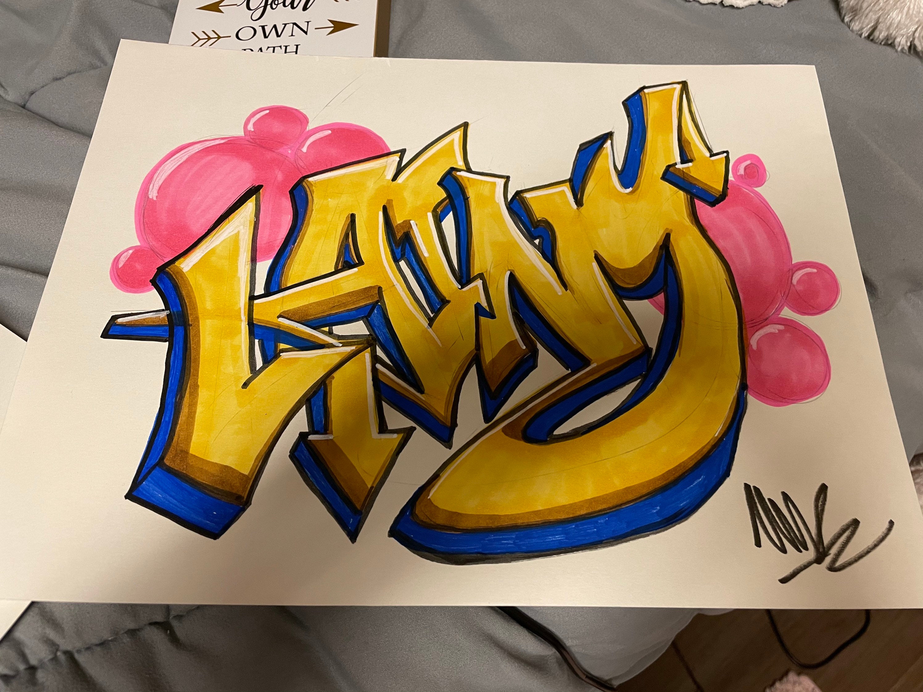 Custom graffiti piece sketch 9x12 | Etsy