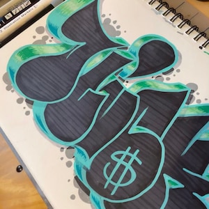 Custom Graffiti Piece Sketch 9x12 - Etsy