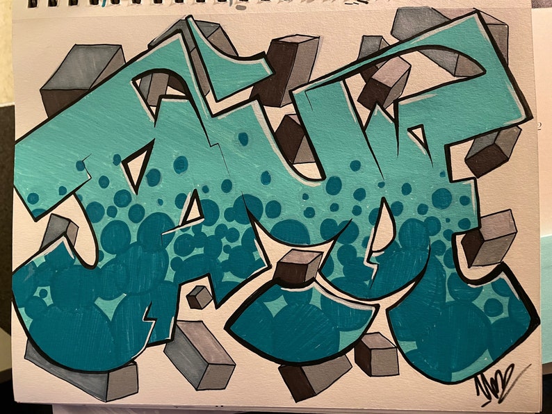 Custom Graffiti Piece Sketch 9x12 - Etsy