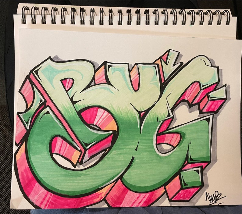 Custom Graffiti Piece Sketch 9x12 - Etsy