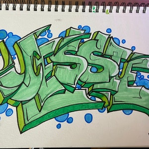 Custom graffiti piece sketch 9x12 | Etsy