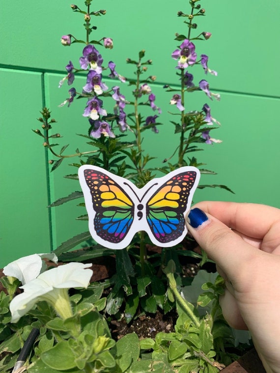 LGBTQ Butterfly Pride Sticker Semicolon Butterfly Sticker - Etsy