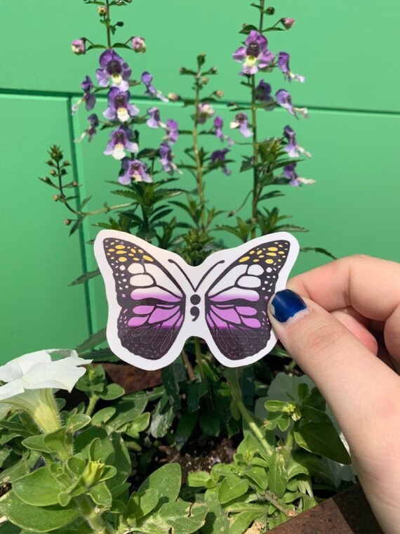 Non-binary Butterfly Pride Sticker Semicolon Butterfly | Etsy