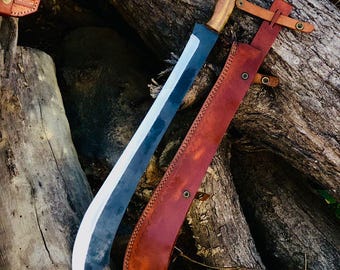 Handmade High Carbon Steel 1095 27 Inches Machete Sword & Leather ...