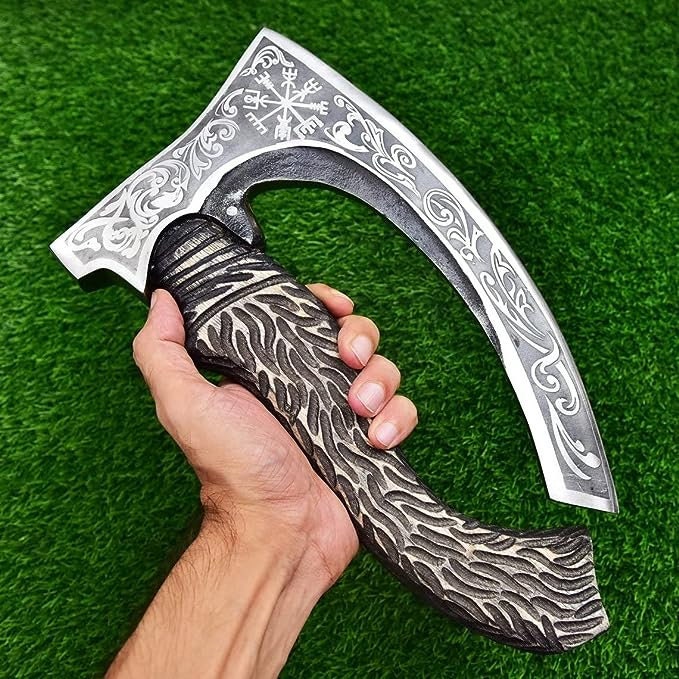 Hand Forged Pizza Cutter in Viking Style Axe, Handmade Damascus Steel ...