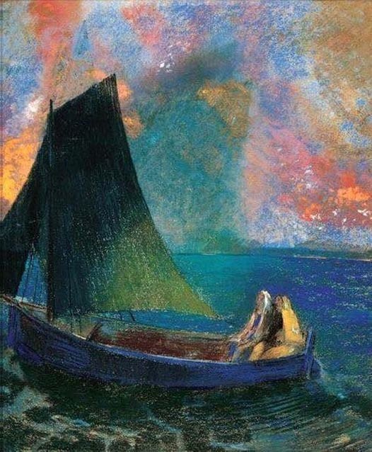 Odilon Redon "the Boat" Ca 1900, Wall Art, Seascape, Boat, Symbolism ...