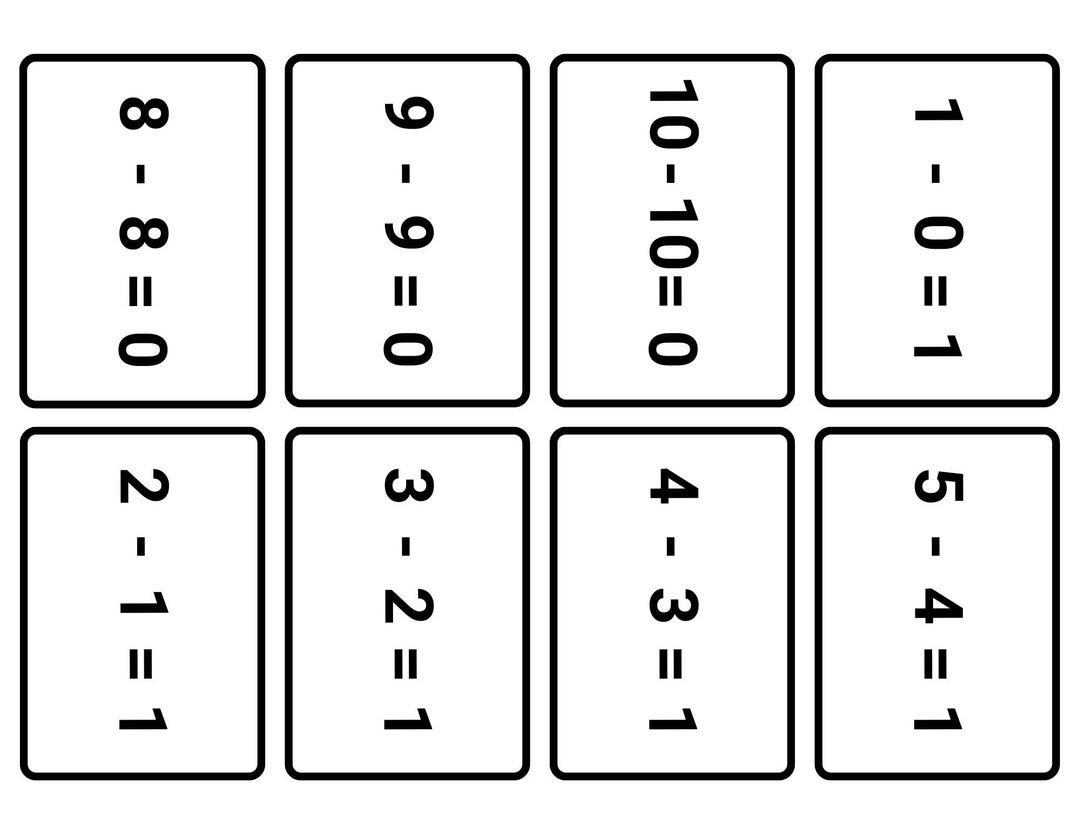 Math Flashcards | Flashcards | Elementary Memory Game | Subtraction ...
