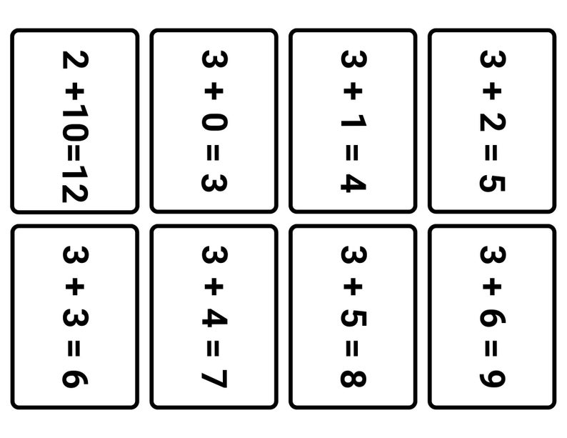 Math Flashcards | Flashcards | Elementary Memory Game | Addition ...