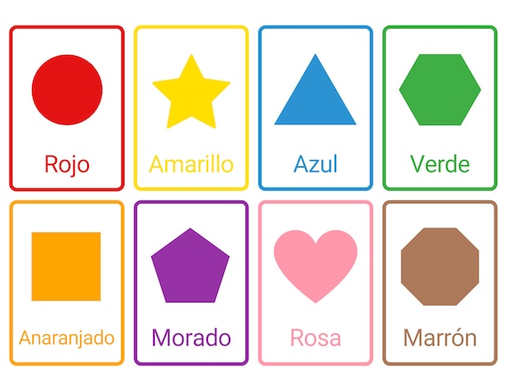 Spanish Color Flashcards Español Colores Tarjetas Didáctica | Etsy