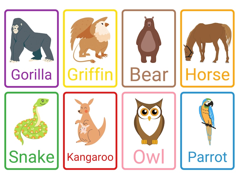 Bundle | Animal Flashcards | Flashcards | Preschool Memory Game ...