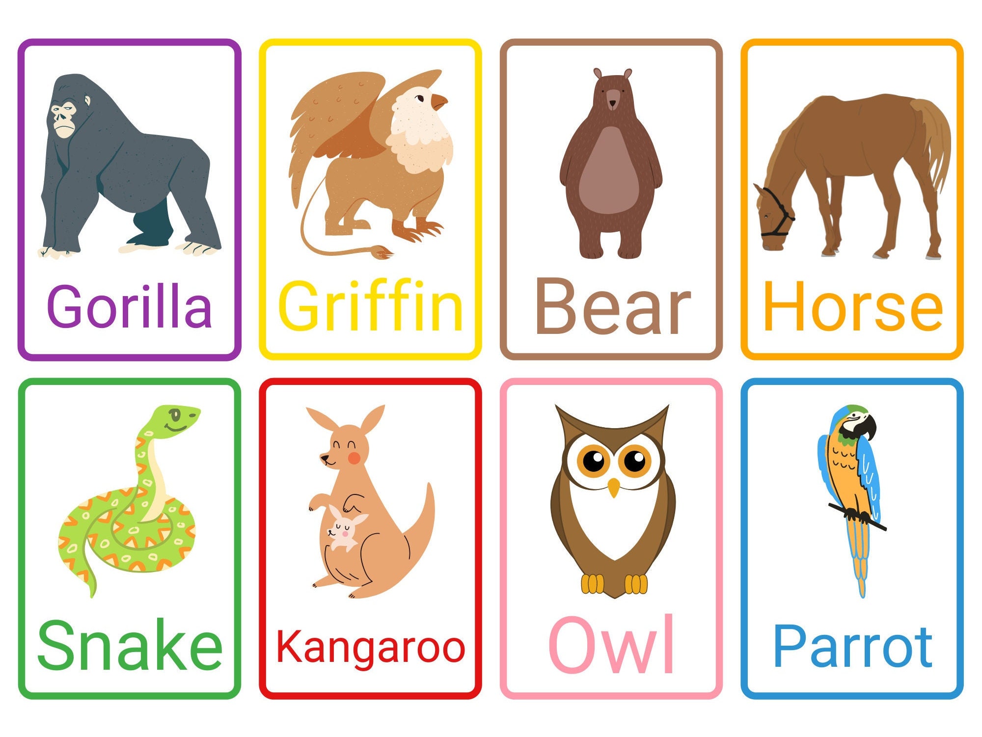 Bundle | Animal Flashcards | Flashcards | Preschool Memory Game ...