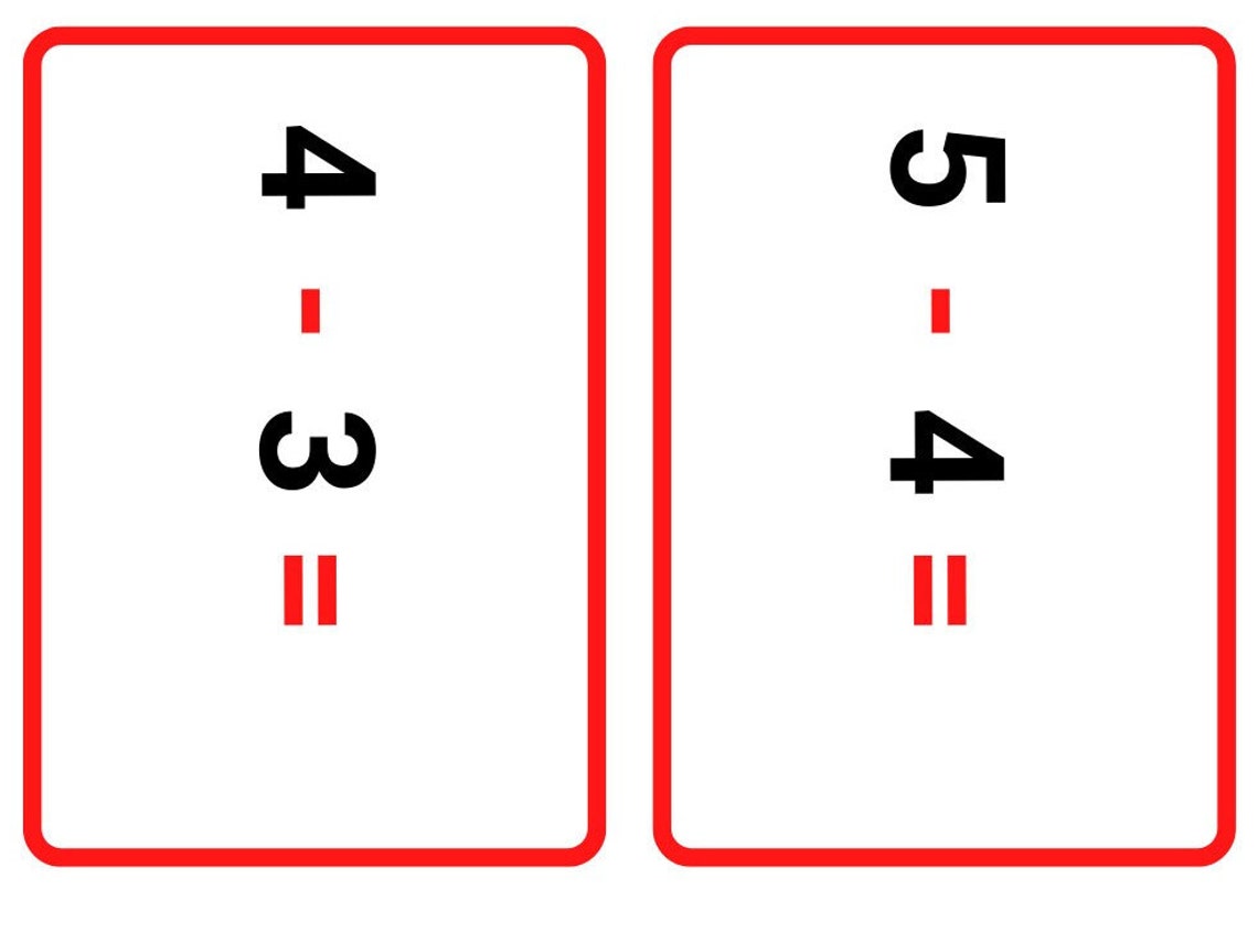 Math Flashcards | Flashcards | Elementary Memory Game | Subtraction ...