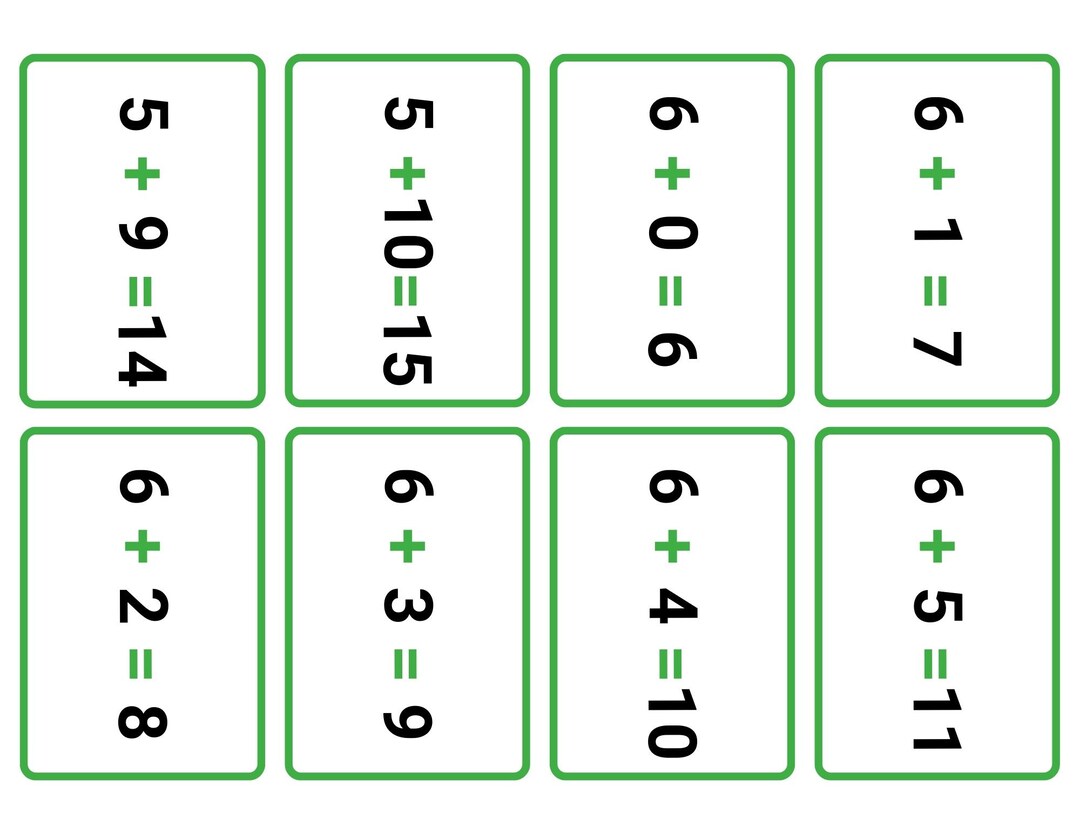Math Flashcards Flashcards Elementary Memory Game Addition Flashcards ...