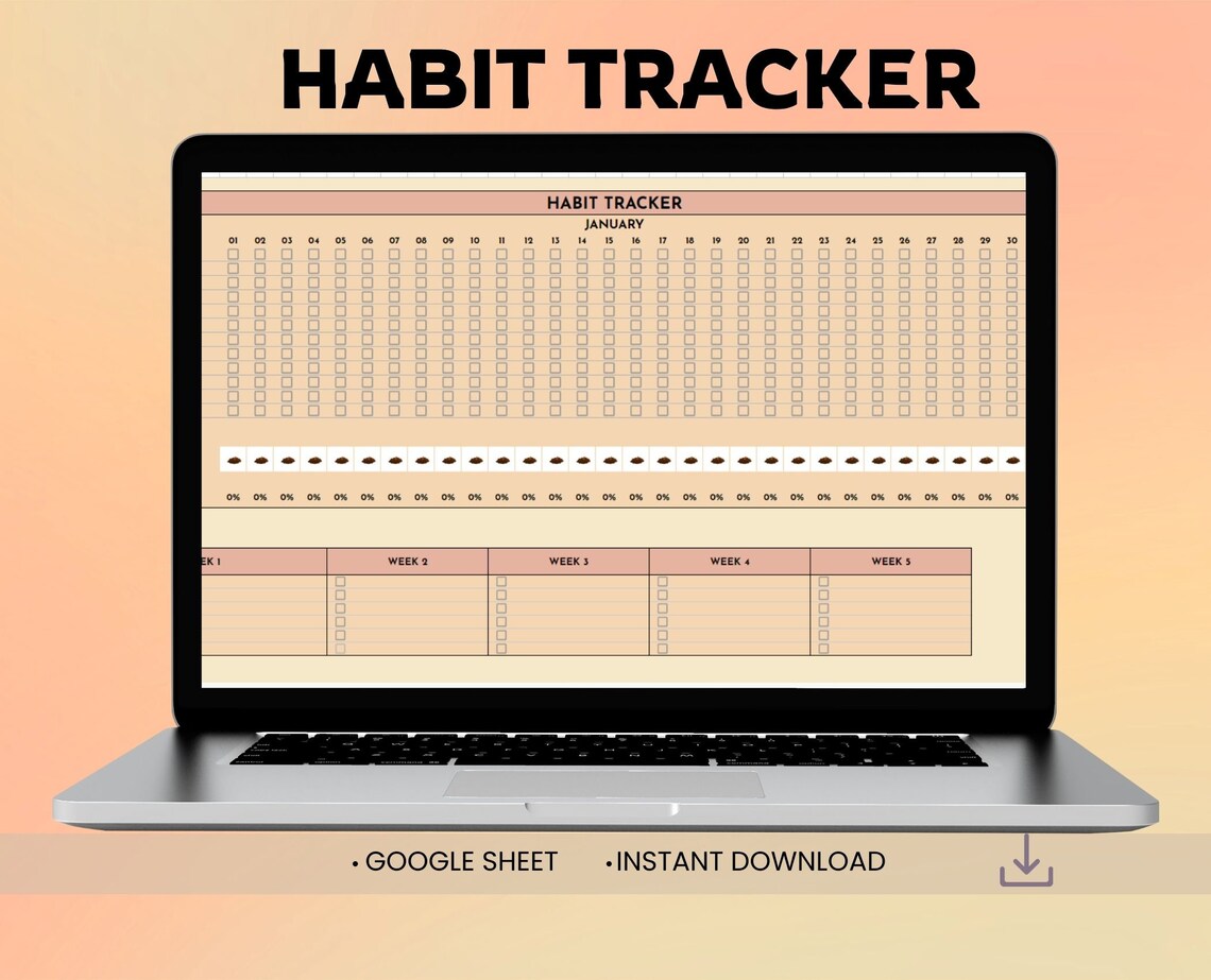 Growing Flower Habit Tracker Spreadsheet Goal Tracker Google Sheet ...