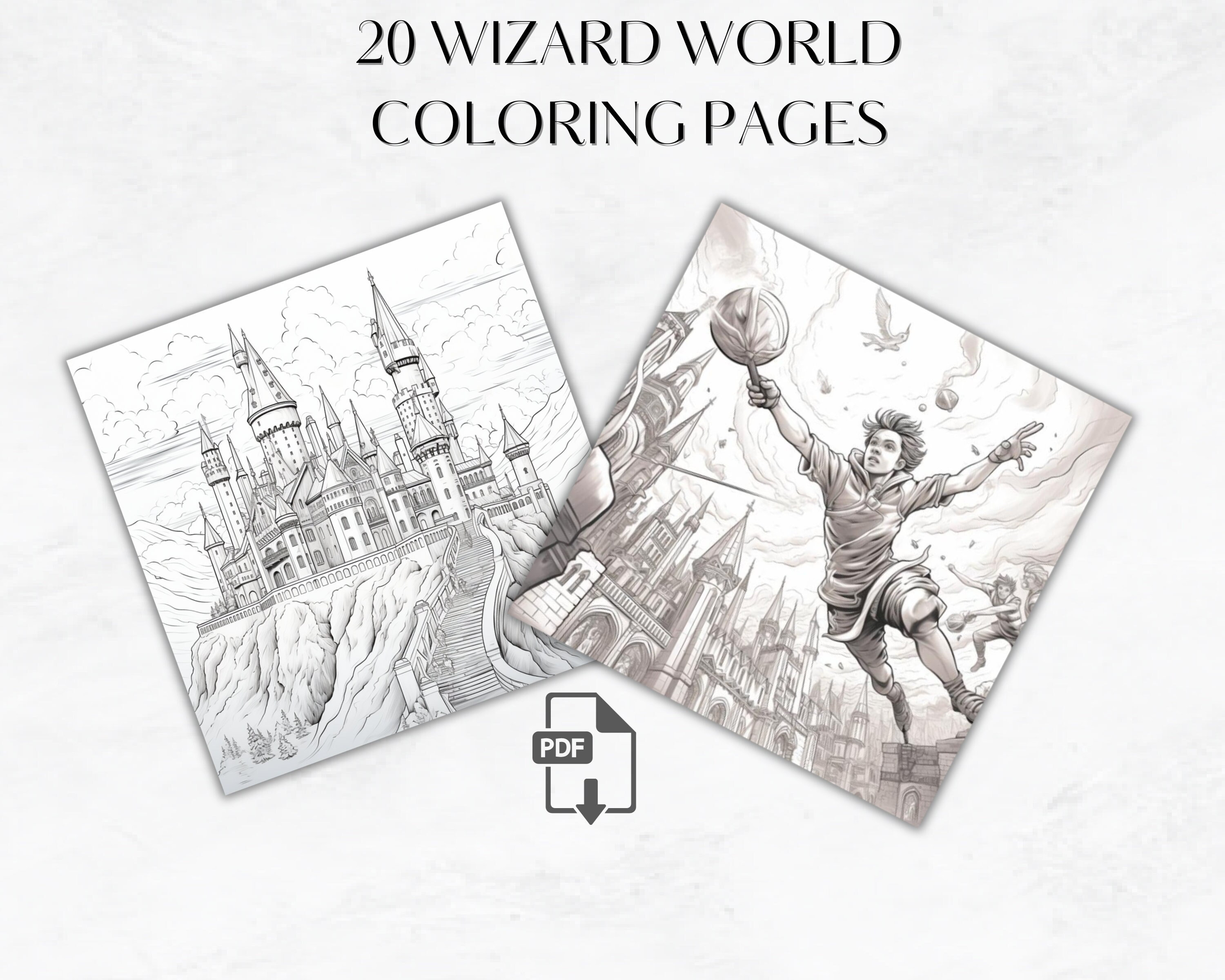 Wizard World Coloring Pages, Magical Wizard Digital Coloring Pages PDF ...