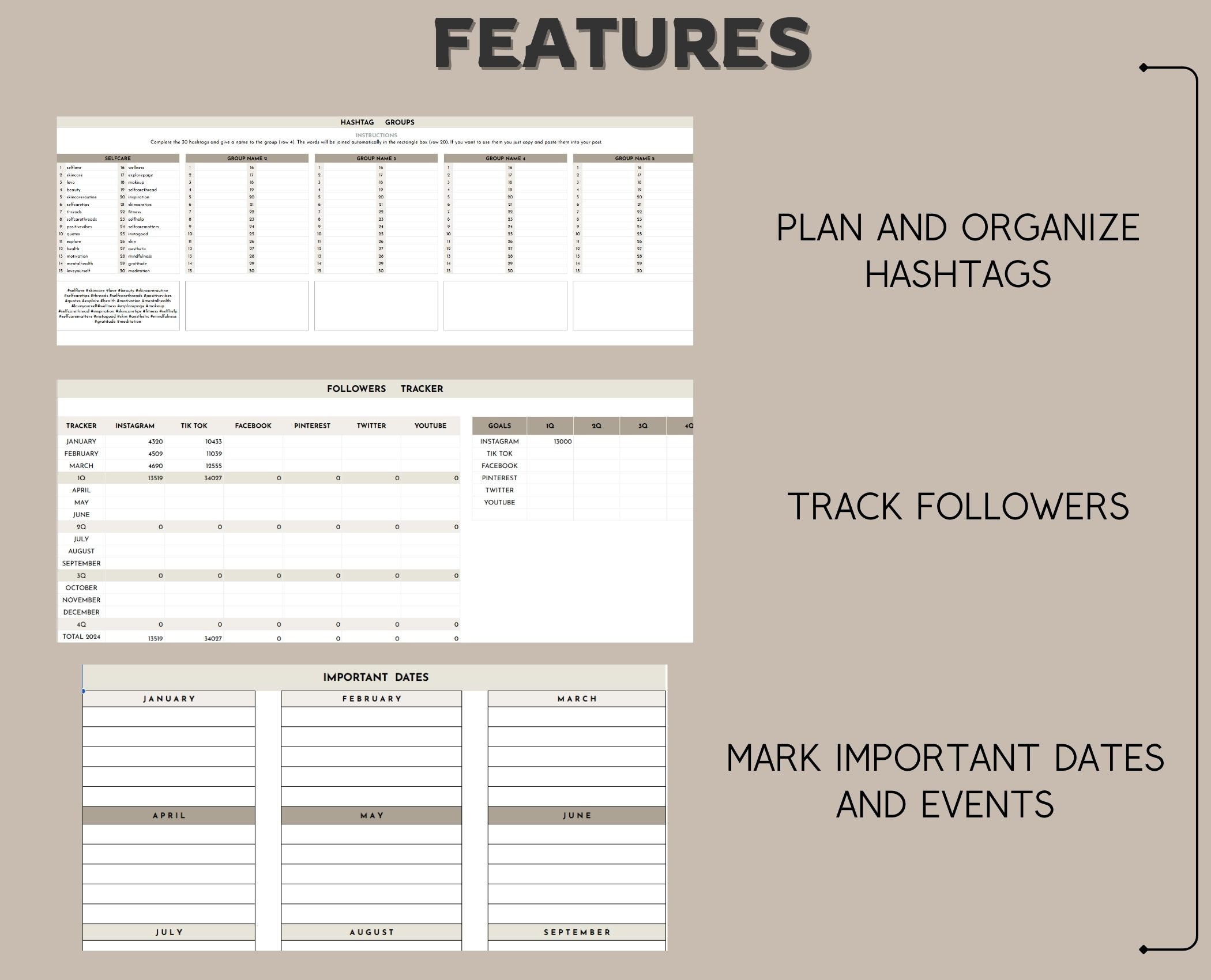 Content Calendar Spreadsheet, Content Planner Spreadsheet, Social Media ...