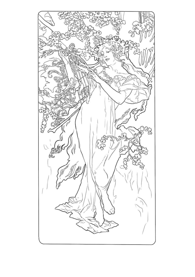 75 Famous Paintings Coloring Pages, Adult Coloring Book (PDF Pattern ...