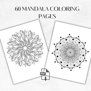 60 Printable Mandala Adult Coloring Pages PDF - Etsy