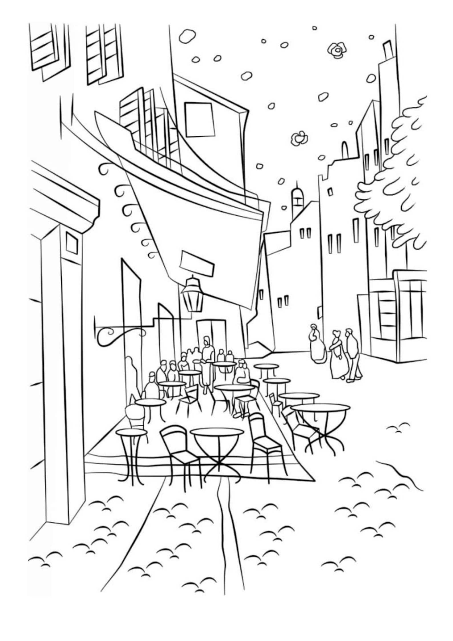 75 Famous Paintings Coloring Pages, Adult Coloring Book (PDF Pattern ...
