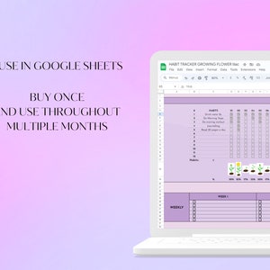 Growing Flower Habit Tracker Spreadsheet Goal Tracker Google - Etsy