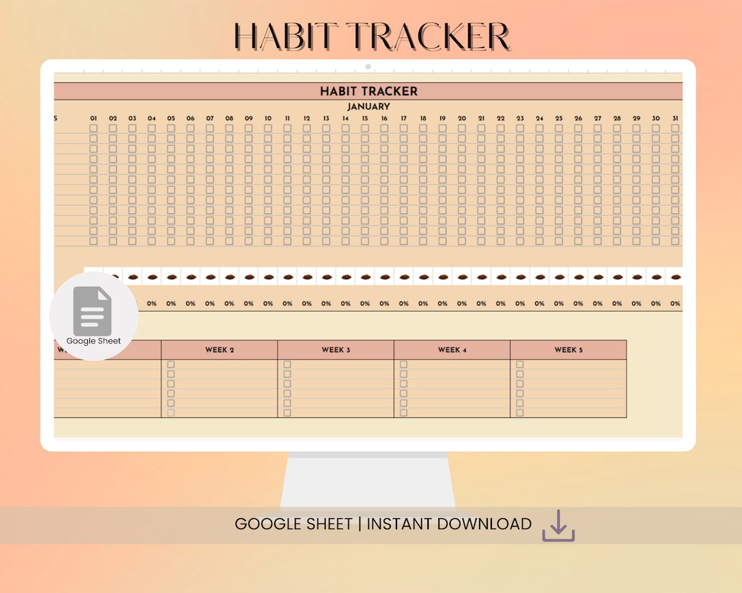 Growing Flower Habit Tracker Spreadsheet Goal Tracker Google - Etsy