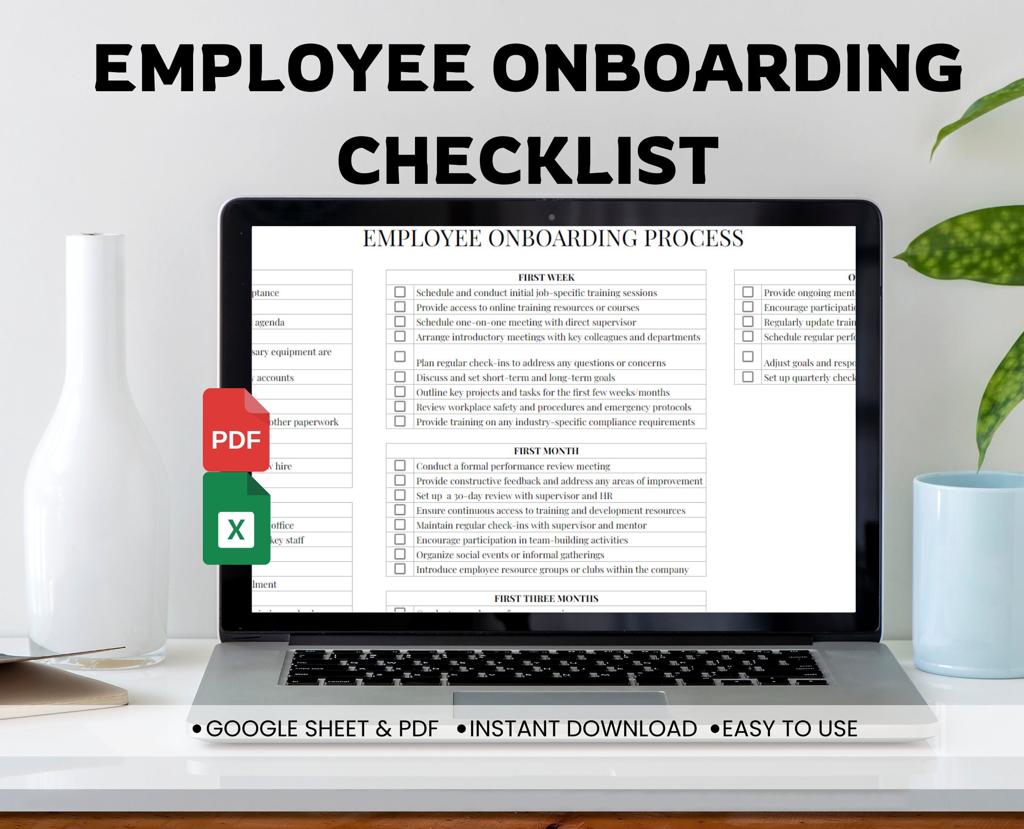 Employee Onboarding Checklist Spreadsheet & PDF, HR Template for New ...