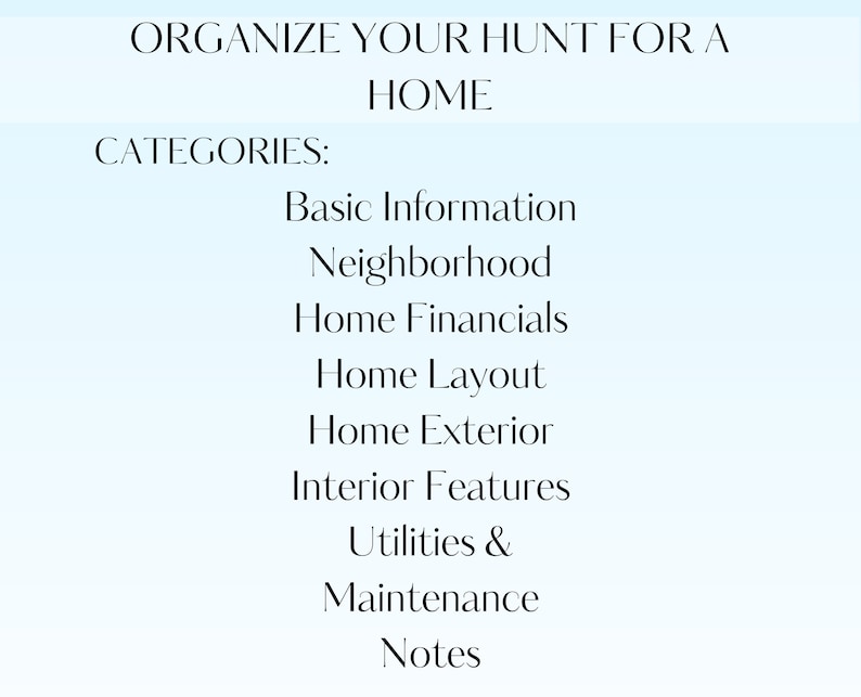 Home Comparison Spreadsheet, Housing Search Planner (excel) - Etsy