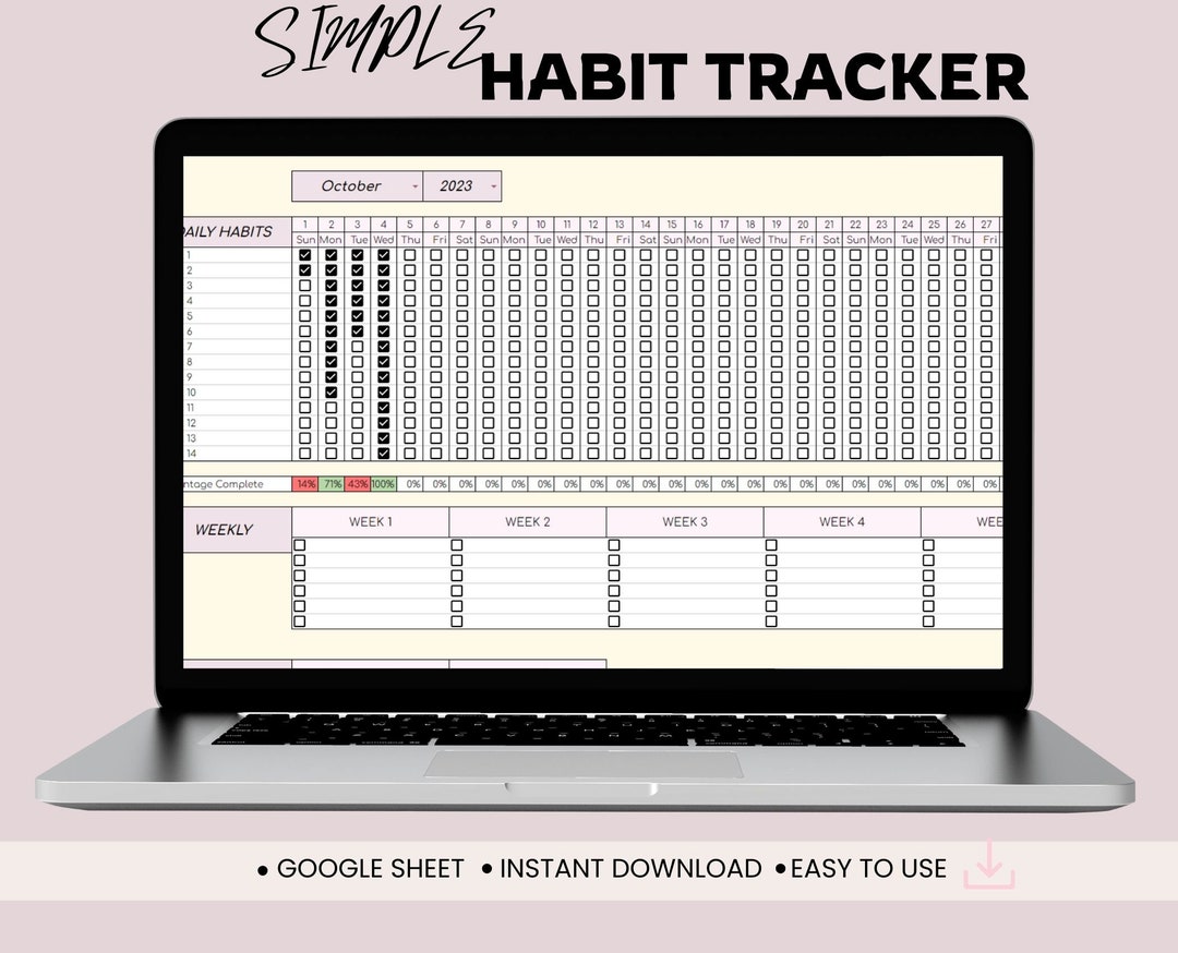 Habit Tracker Template Google Sheet Daily Habit Tracker to Do List ...