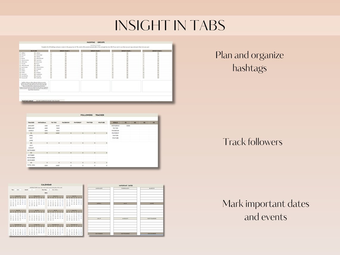 Content Calendar Spreadsheet, Content Planner Spreadsheet, Social Media ...