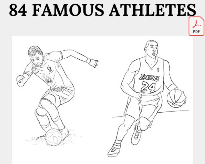 84 Famous Athletes Coloring Pages NBA NHL FIFA Nfl - Etsy