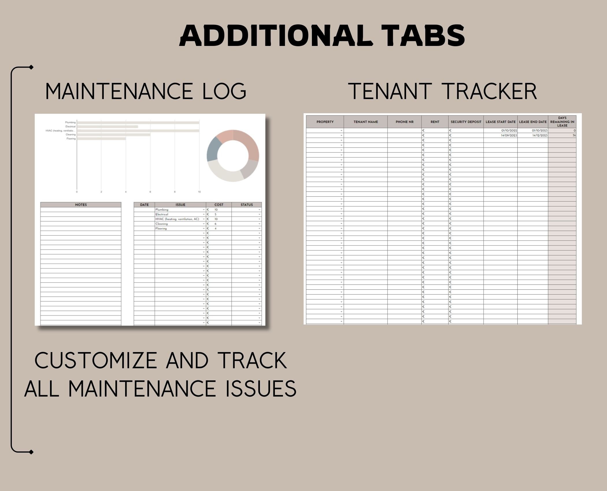Landlord Property Management Spreadsheet, Rental Property Management ...