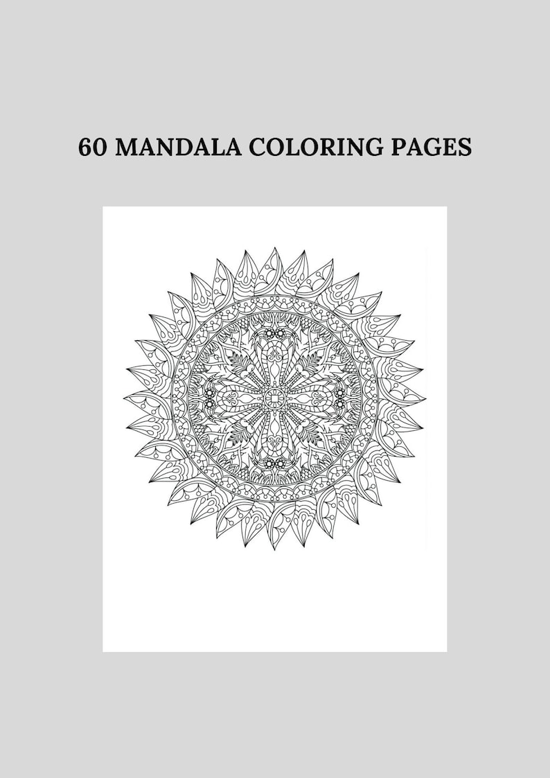 60 Printable Mandala Adult Coloring Pages PDF - Etsy