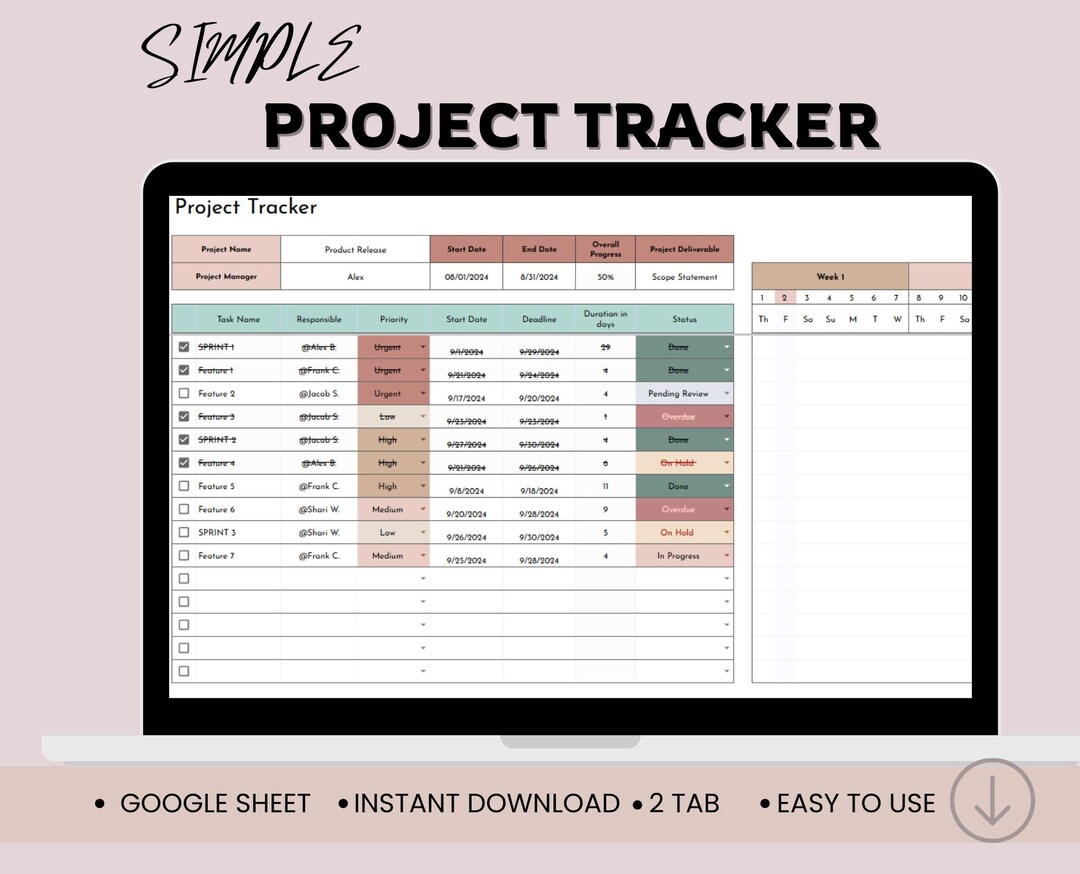 Project Tracker Spreadsheet, Project Manager Google Sheet, Resume ...